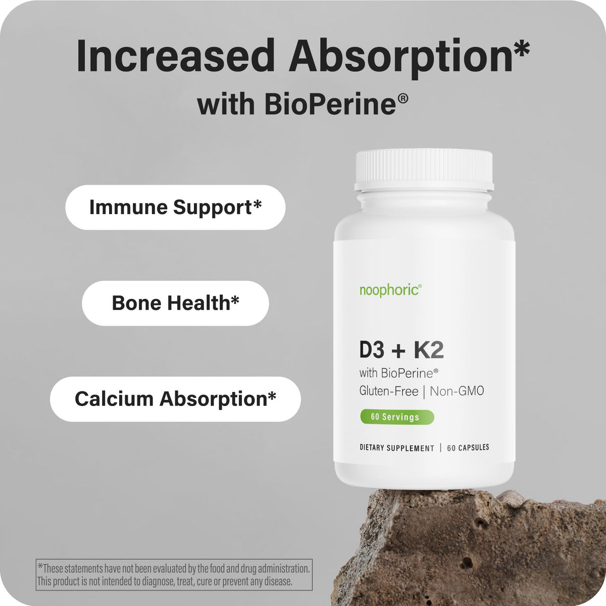 Noophoric® D3 + K2 with Calcium & BioPerine®